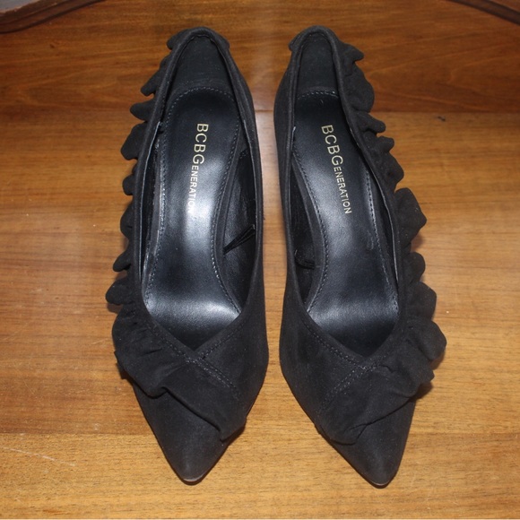 BCBGeneration | Shoes | Gently Used Bcbg Black Ruffle Heals | Poshmark